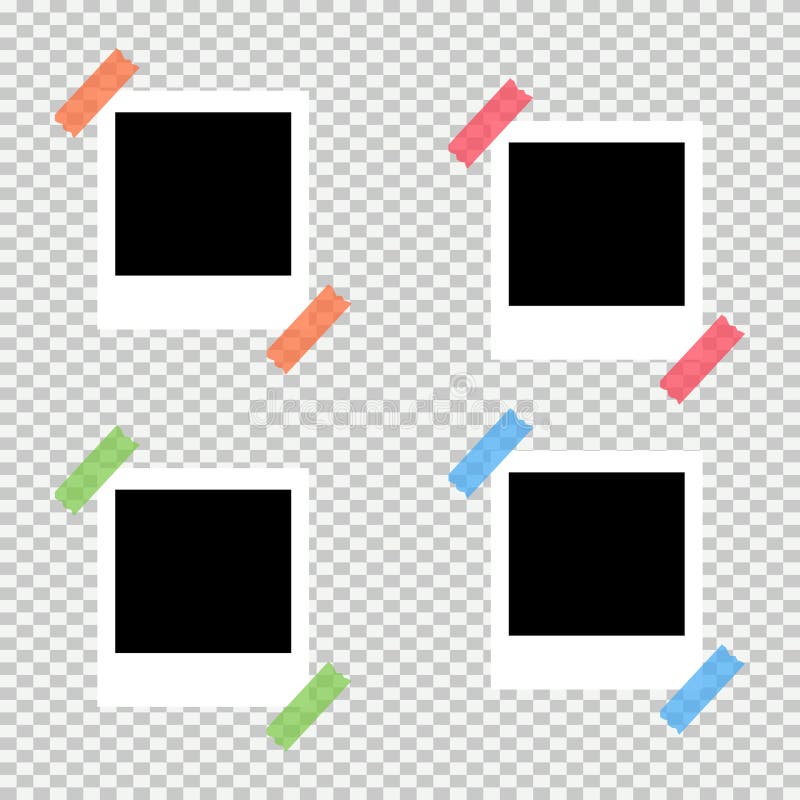 Set of Old Photo Empty Frame Isolated on Transparent Background ...