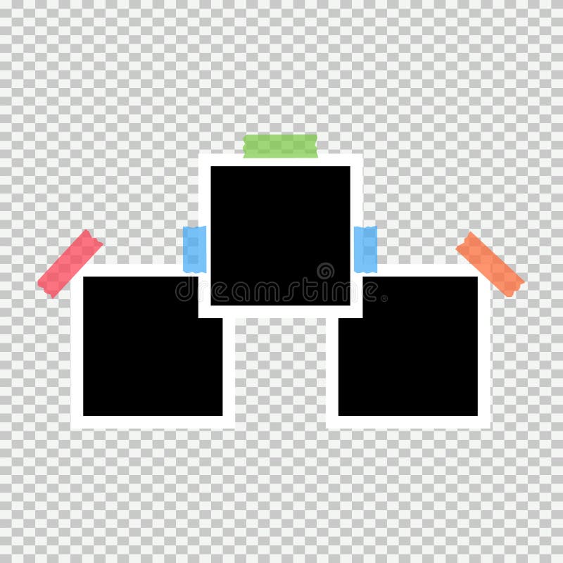 Set of Old Photo Empty Frame Isolated on Transparent Background ...