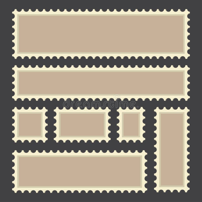 Set of Old Postage Stamps, Blank Stamp, Retro Design Stock Illustration ...