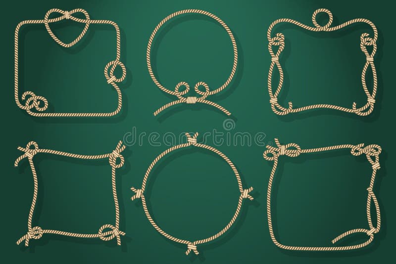 Set of Old Rope Frames in Different Unique Styles Stock Vector ...