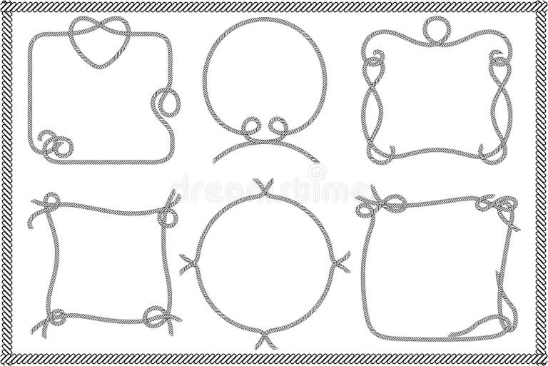 Set of Old Rope Frames in Different Unique Styles Stock Vector ...