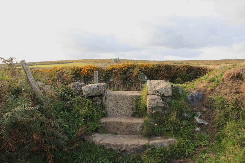Stone Steps Leading from a Field in the Cornish Countryside, Cornwall ...