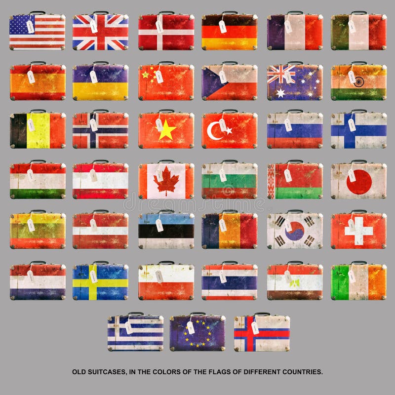 Set, Flags Different Countries in the Form of a Map. Shadow. Isolated ...