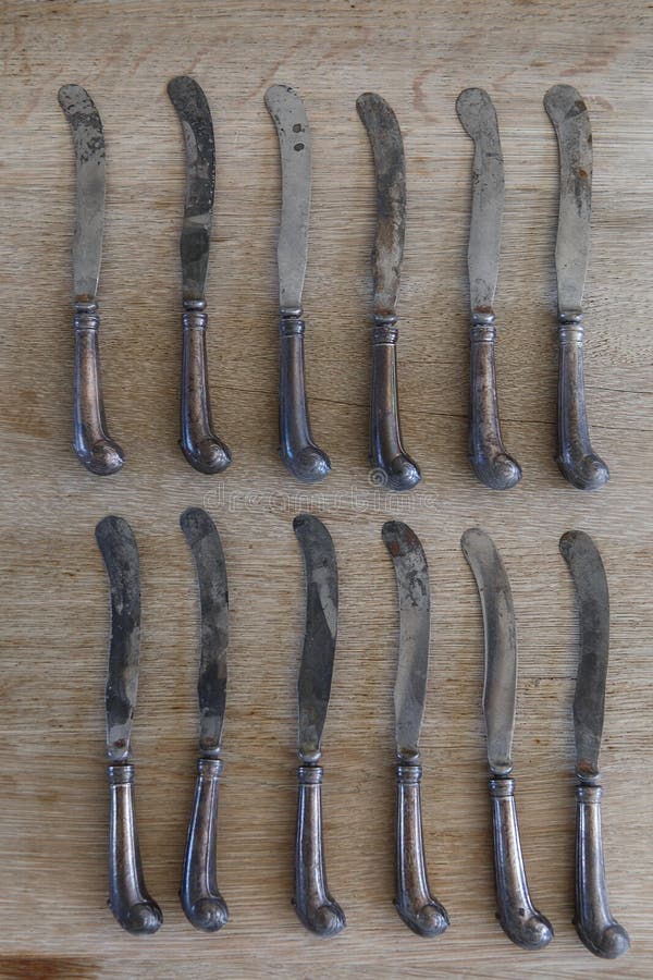 Set of old table knives stock image. Image of luxury - 160540743