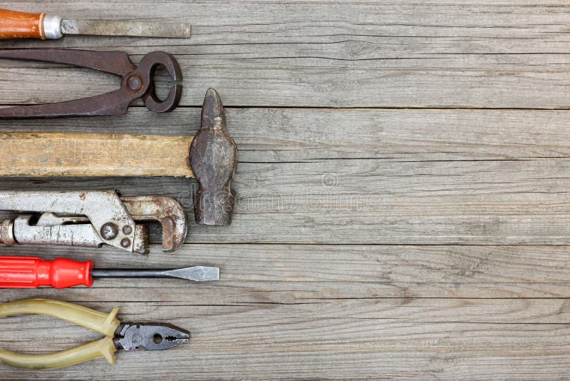 Set of Old Tools and Instrument for Hand Work on Wooden Boards B Stock ...