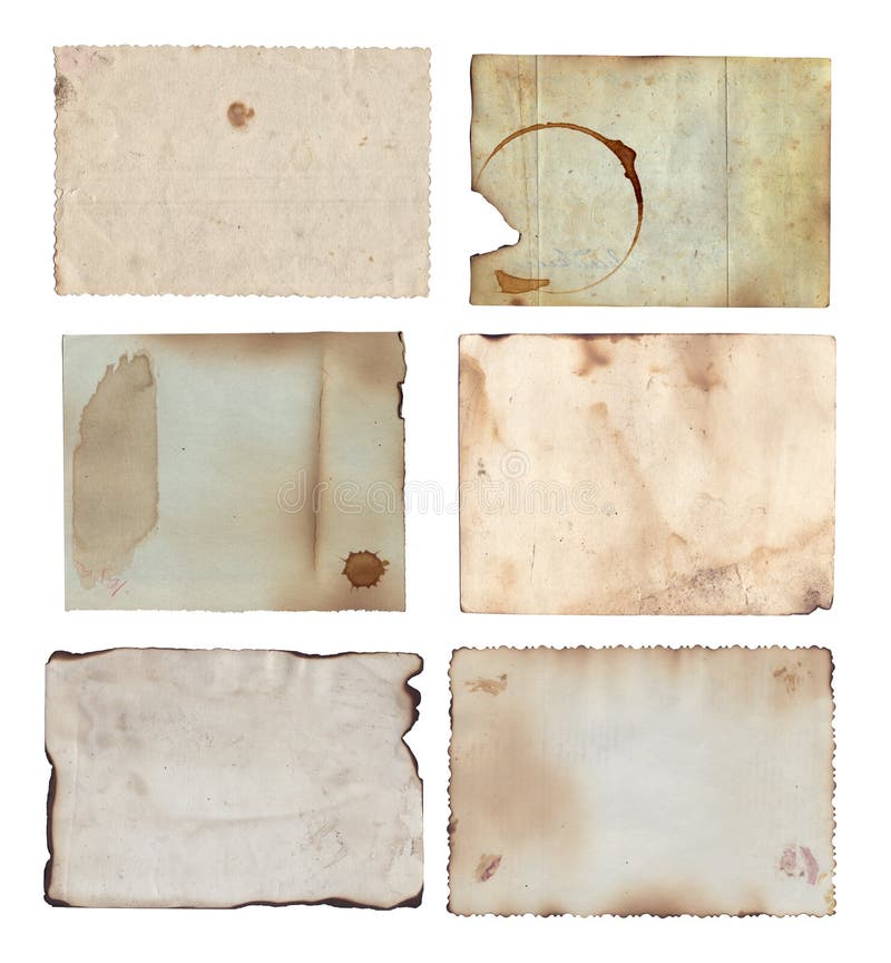 Set of Old Various Vintage Rough Paper with Scratches and Stains ...