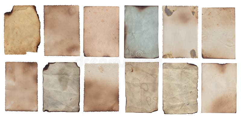 Set of Old Various Vintage Rough Paper with Scratches and Stains ...