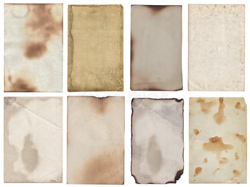 Set of Old Various Vintage Rough Paper with Scratches and Stains ...