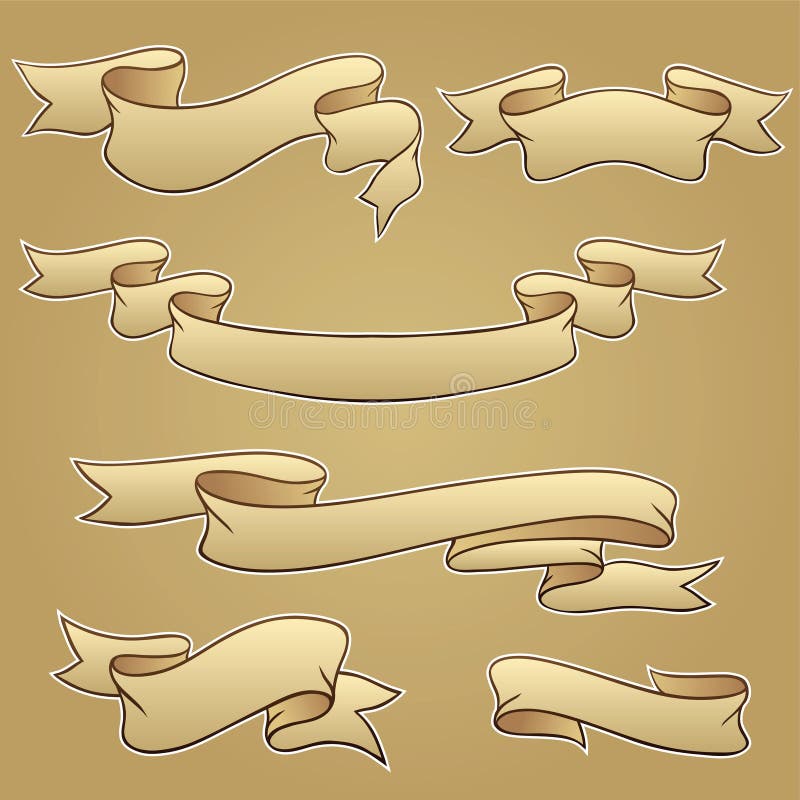 Set Old Vector Banners Hand Drawn Style Stock Vector - Illustration of ...