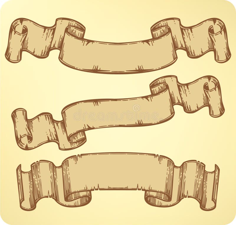 Set of Old Vintage Banners, Hand-drawing. Vector I Stock Vector ...