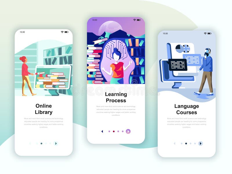 Set of UI, UX, GUI Screens Education App Flat Design Template for ...