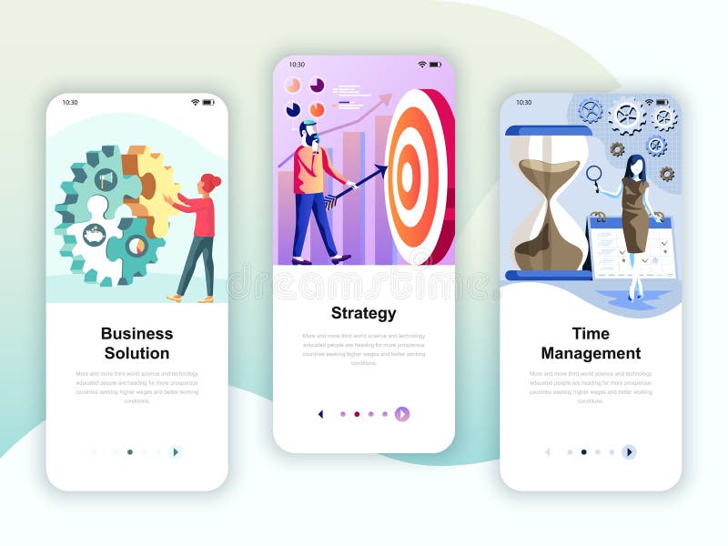 Set Of Onboarding Screens User Interface Kit For Solution Strategy Time Management Mobile App