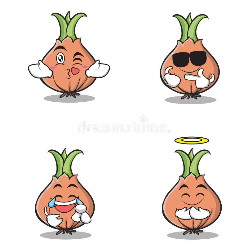 Set Onion Character Cartoon Collection Stock Vector - Illustration of ...