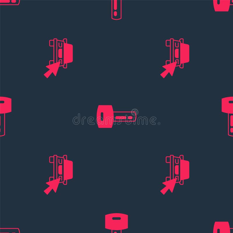 Set Online Car Sharing and Car Key with Remote on Seamless Pattern ...