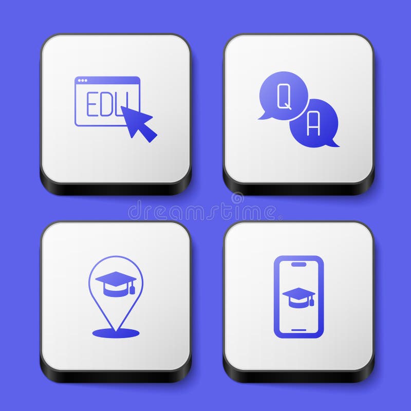 Set Online Education, Question and Answer, and Graduation Cap Mobile ...