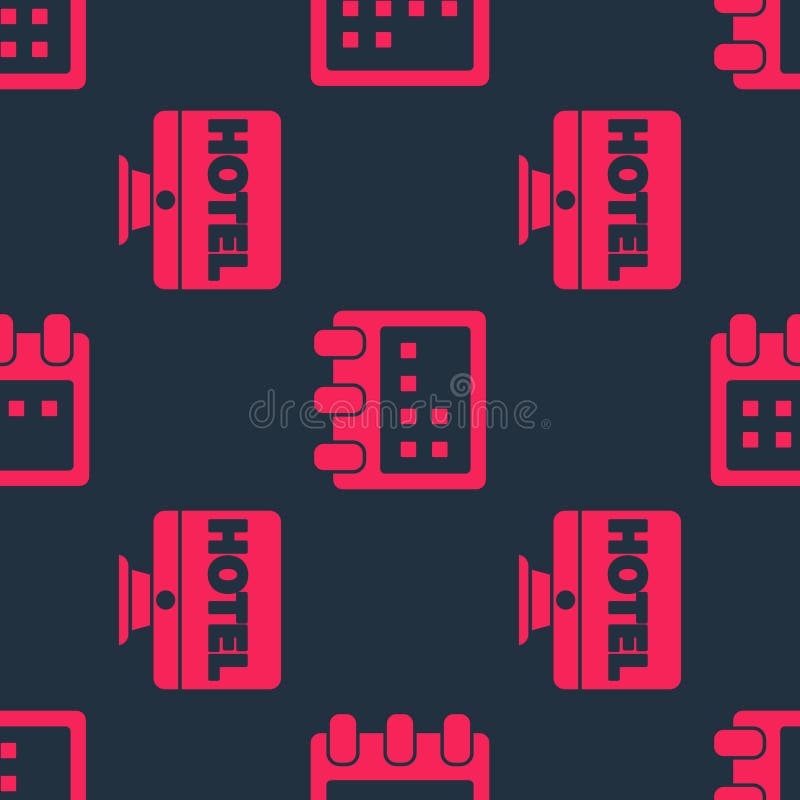 Set Online Hotel Booking and Calendar on Seamless Pattern. Vector Stock ...