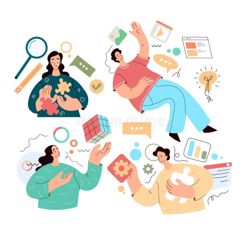 Set of Online Internet Abstract Business Activity Isolated on White ...