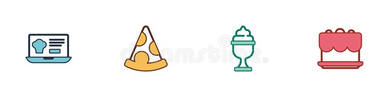 Set Online Ordering and Delivery, Slice of Pizza, Ice Cream Bowl and ...