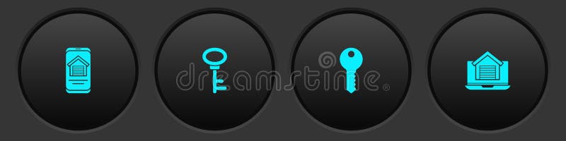 Set Online Real Estate House, House Key, and Icon. Vector Stock Vector ...