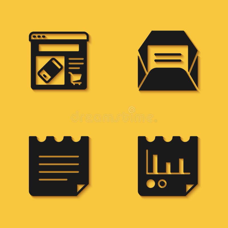 Set Online Shopping on Screen, Document with Graph Chart, Notebook and ...