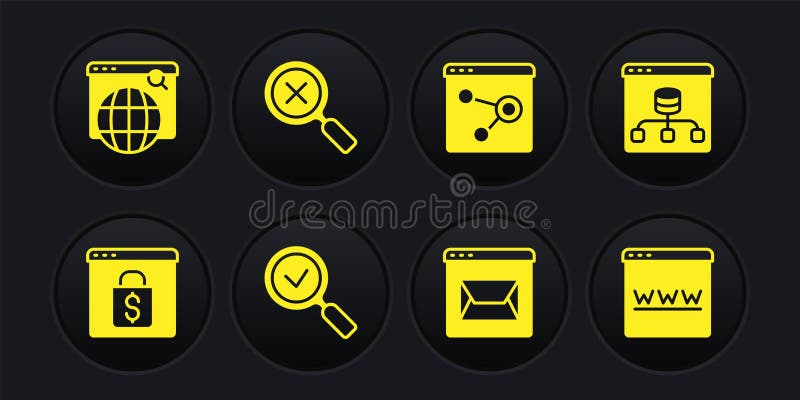 Set Online Shopping on Screen, Server, Data, Magnifying Glass with ...