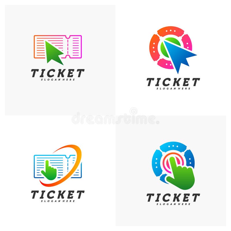 Set of Online Tickets Logo Design Concept Vector, Template, Creative ...