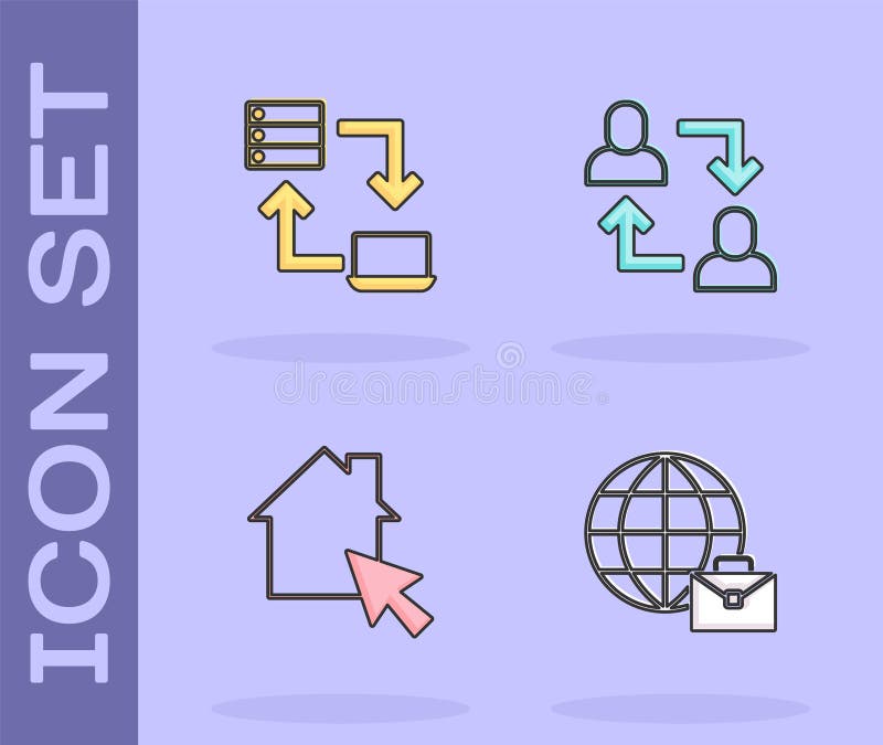 Set Online Working, , and Project Team Base Icon. Vector Stock Vector ...