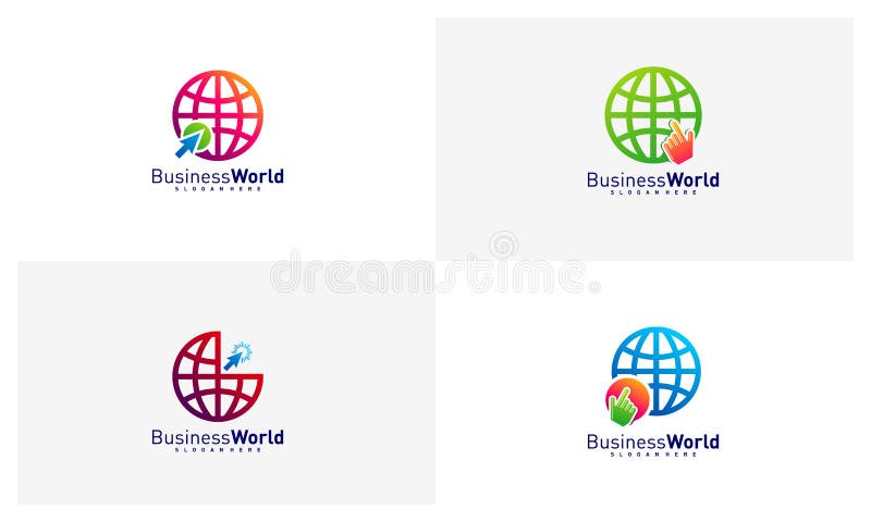 Set of Online World Logo Vector Template, Creative World Logo Design ...
