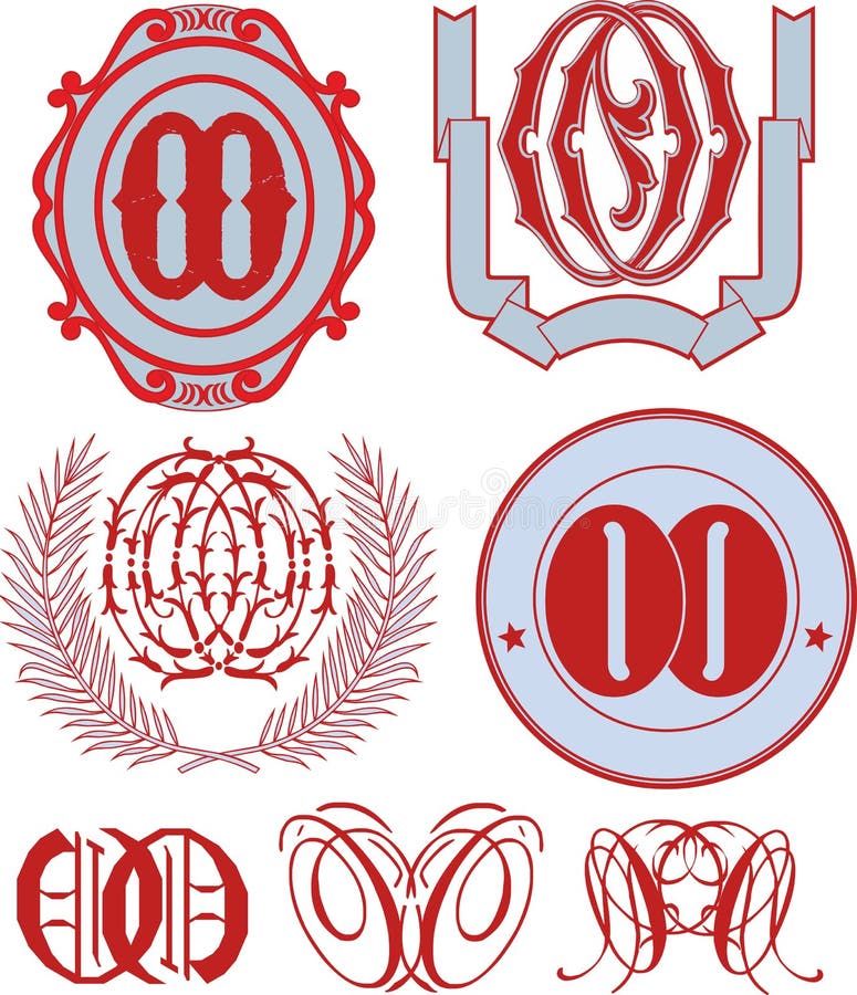 Set of OO Monograms and Emblem Templates Stock Vector - Illustration of ...