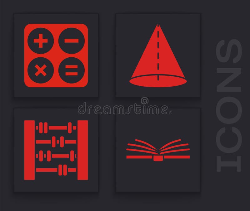 Set Open Book, Infinity, Sigma Symbol and Paper Clip. Square Glass ...