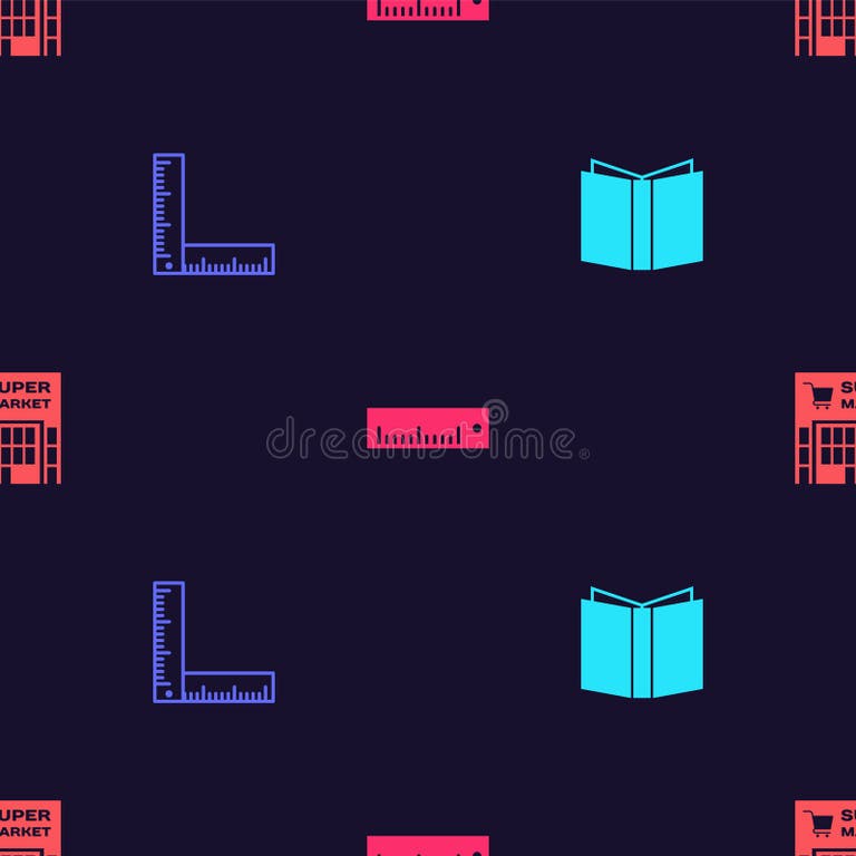 Set Open Book, Folding Ruler, Ruler and Supermarket Building on ...