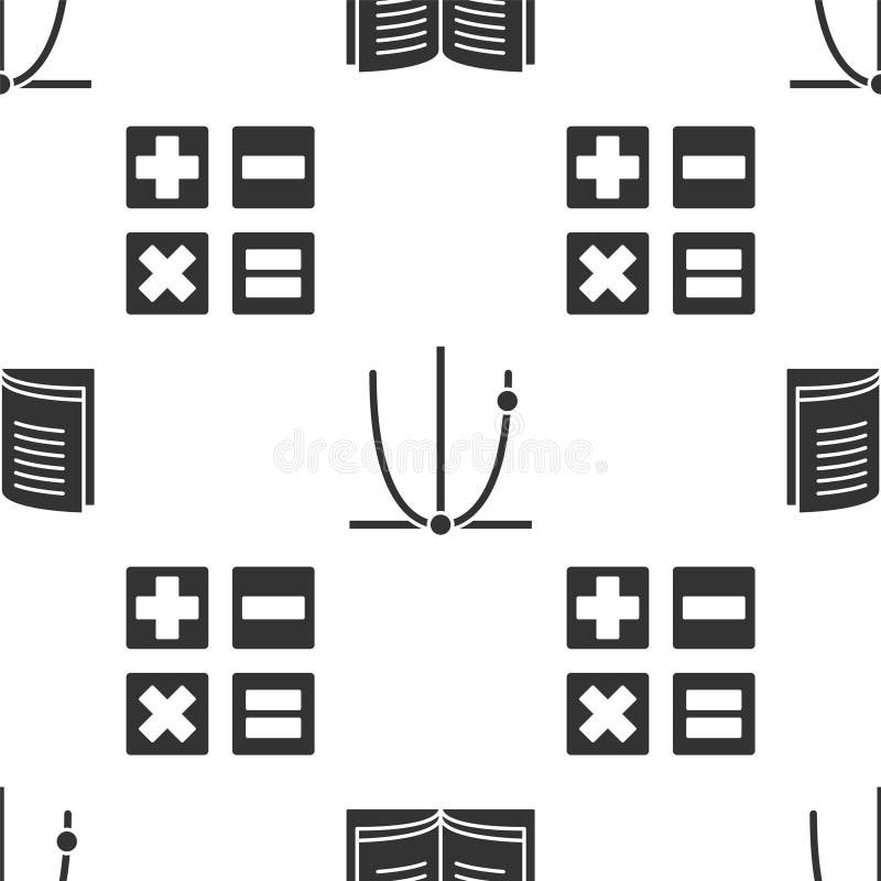 Set Open Book, Graph, Schedule, Chart, Diagram and Calculator on Seamless Pattern. Vector Stock ...