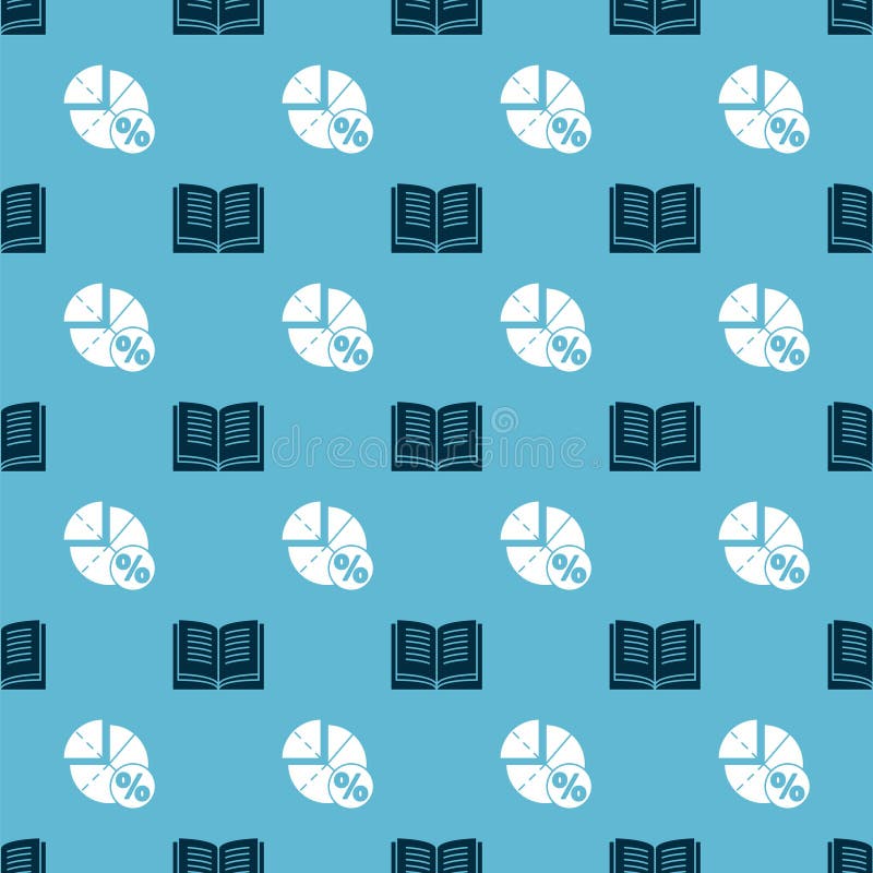 Set Open Book and Graph, Schedule, Chart, Diagram on Seamless Pattern ...