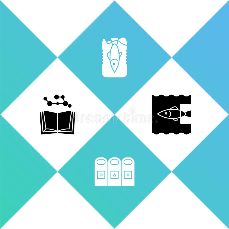 Set Open Book, Trash in Garbage Cans Sorted, Stop Ocean Plastic ...