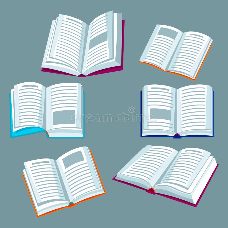 Set of Open Books. Illustrations for Education and School Stock Vector ...