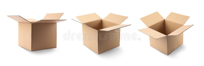 Set of Open Cardboard Boxes on Background. Banner Design Stock Photo ...