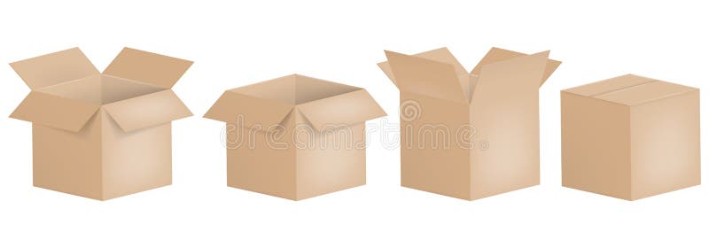 Set of Open and Closed Boxes. Cardboard Box Stock Vector - Illustration ...