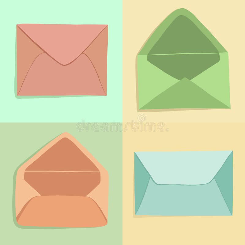 Set of Open and Closed Envelopes . Stock Vector - Illustration of ...