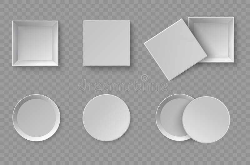Set of Open, Closed White Blank Packaging Gift Box Stock Illustration ...