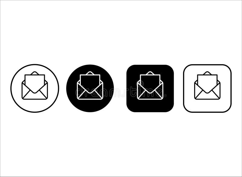Set of Open Email Envelope Icons. Email Symbols Stock Illustration ...
