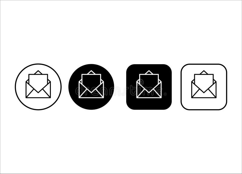 Set of Open Email Envelope with Letter Inside Icons. Email Symbols ...