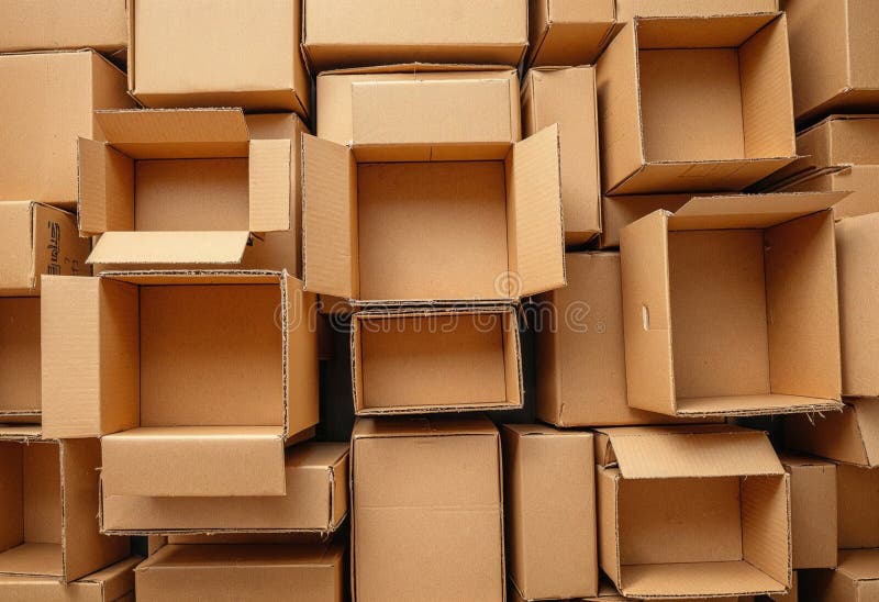 Set of Open Empty Cardboard Boxes Cut Out Stock Photo - Image of ...