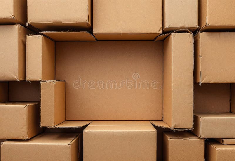 Set of Open Empty Cardboard Boxes Cut Out Stock Photo - Image of ...