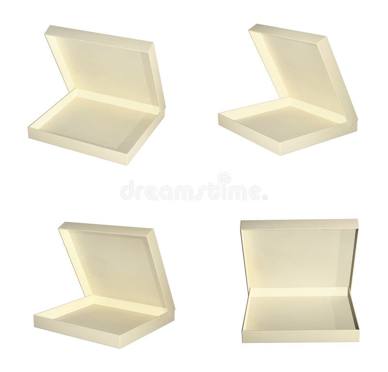 Set of Open Empty Cardboard Boxes Stock Illustration - Illustration of ...