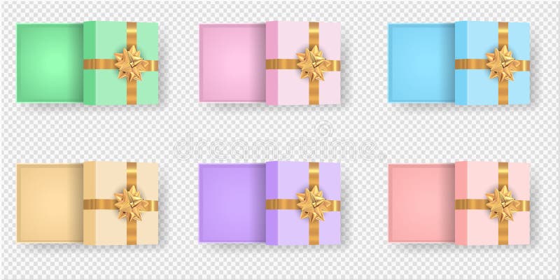 Set of Open Gifts Box. Collection Realistic Gift Presents View Top ...