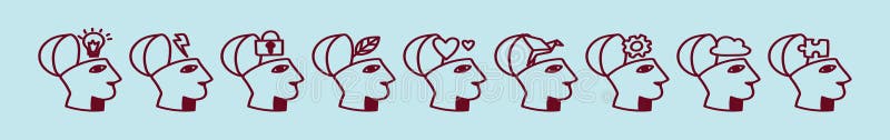 Set of Open Mind Cartoon Icon Design Template with Various Models ...