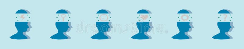 Set of Open Mind Cartoon Icon Design Template with Various Models ...
