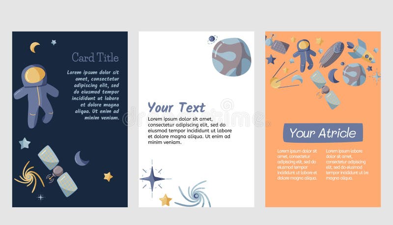 Set of Open Space Theme Cards. Kids Collection. Stock Vector ...