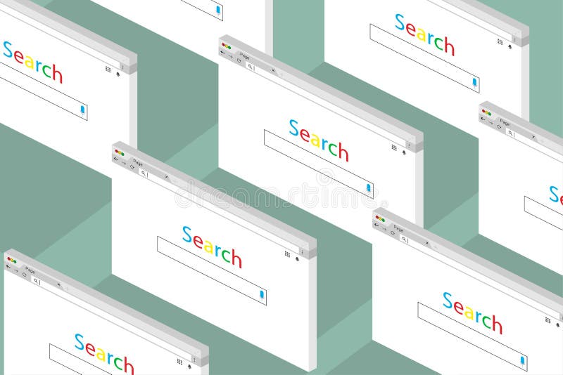 Set of Open Tabs on the Internet, Search. Isometric Design Stock Vector ...