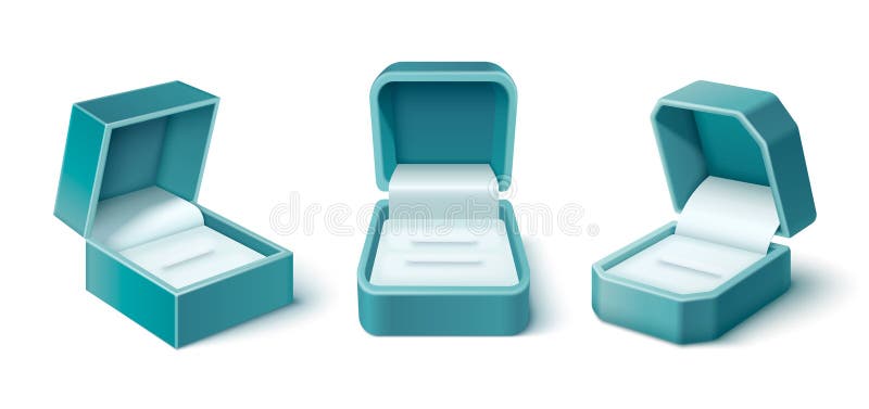 Set of Open Teal Jewelry Gift Boxes Stock Illustration - Illustration ...